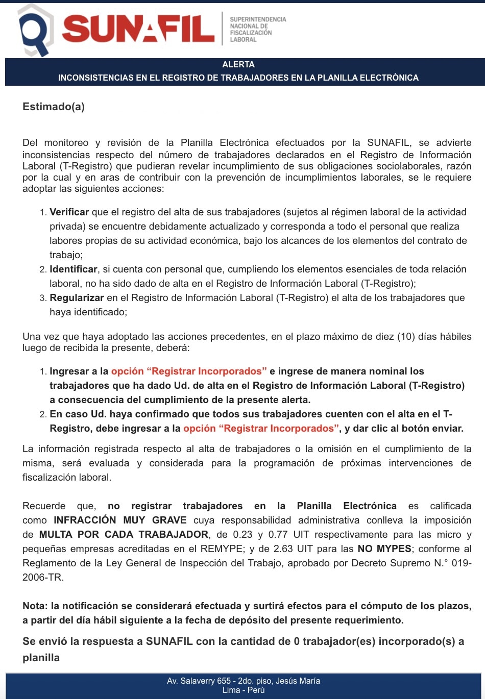 Multas Laborales en una inspección laboral 2025